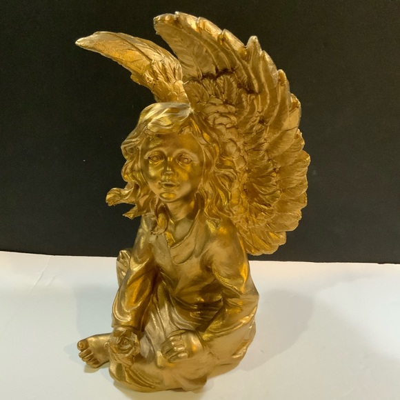 Accents | Vintage Angle Sitting Gilded Gold Tone Figurine Statue Decor ...